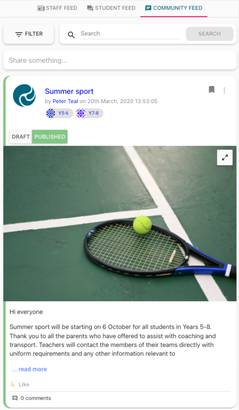 Posting to the Community Feed – Hero