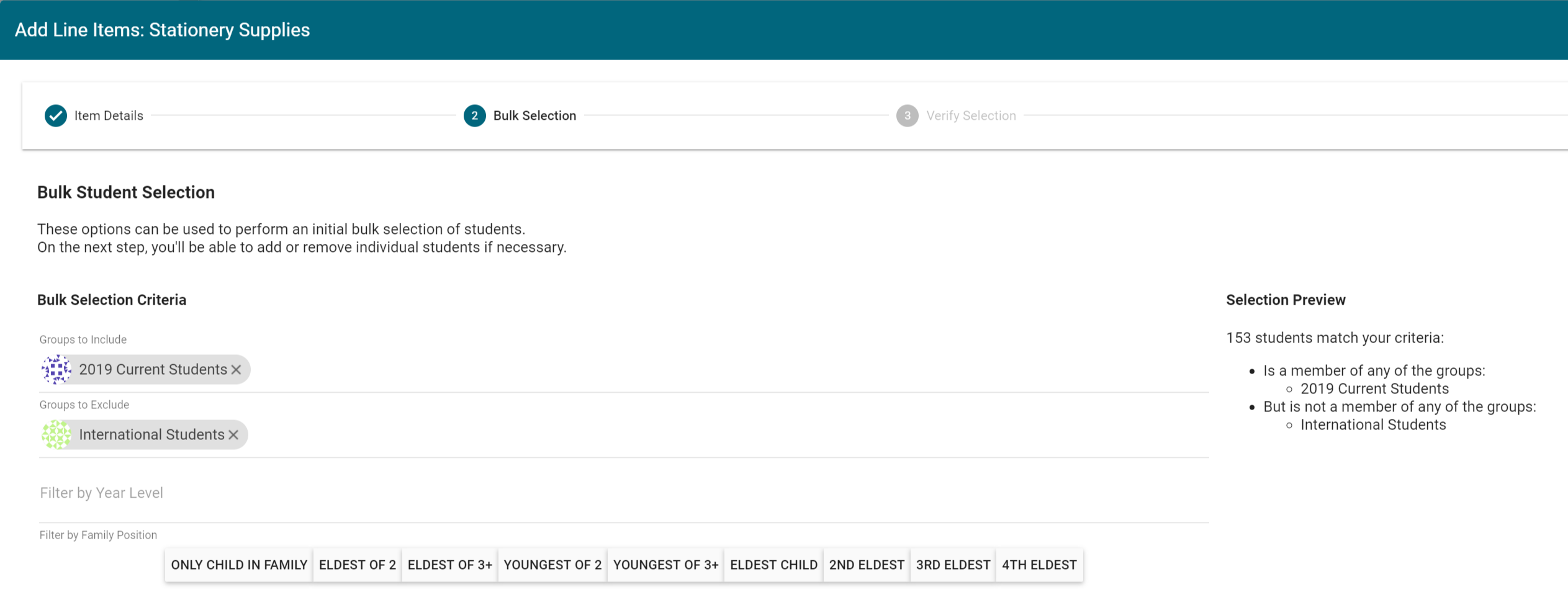 Creating a Line Item for a Group of Students – Hero
