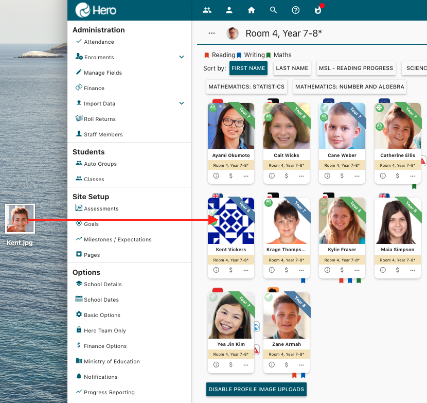 Adding Student Profile Images with Drag and Drop – Hero
