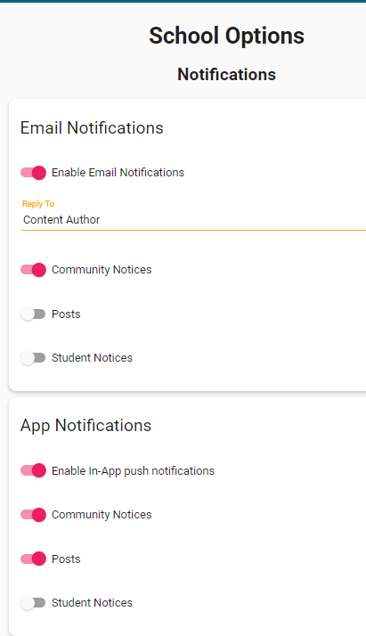 Setting School Post Notification Options – Hero