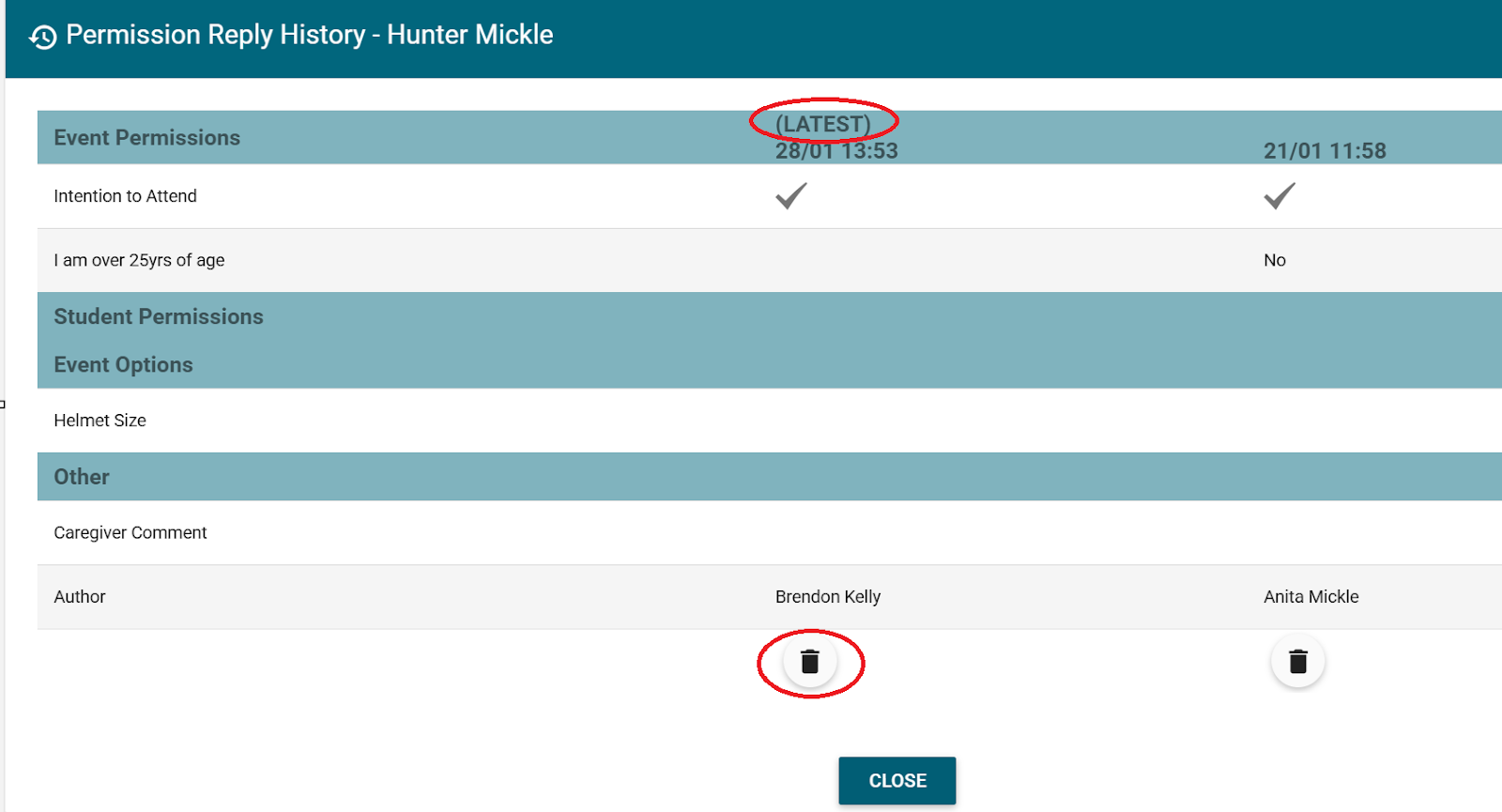 Accessing Permission Replies and Event Lists – Hero